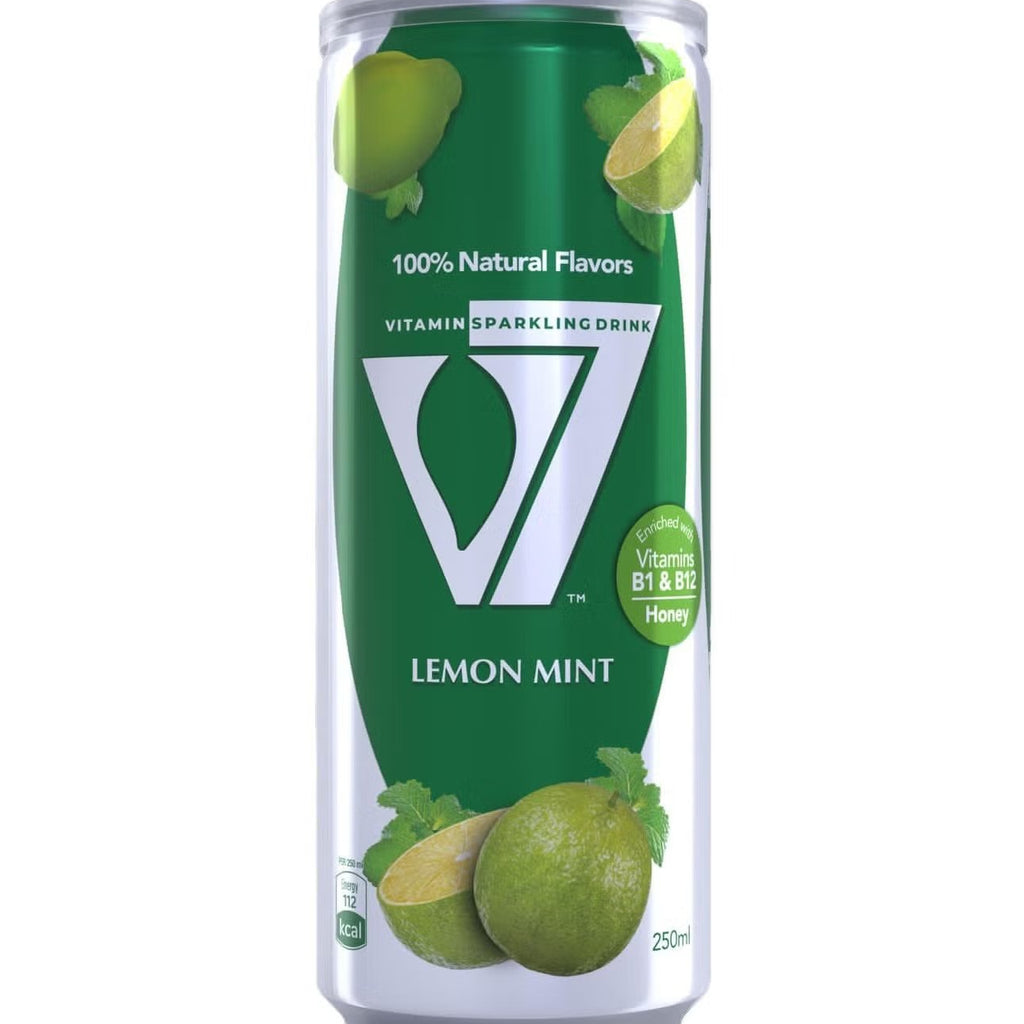 V7 vitamin sparkling drink 100% natural flavors - lemon mint 250ML ...